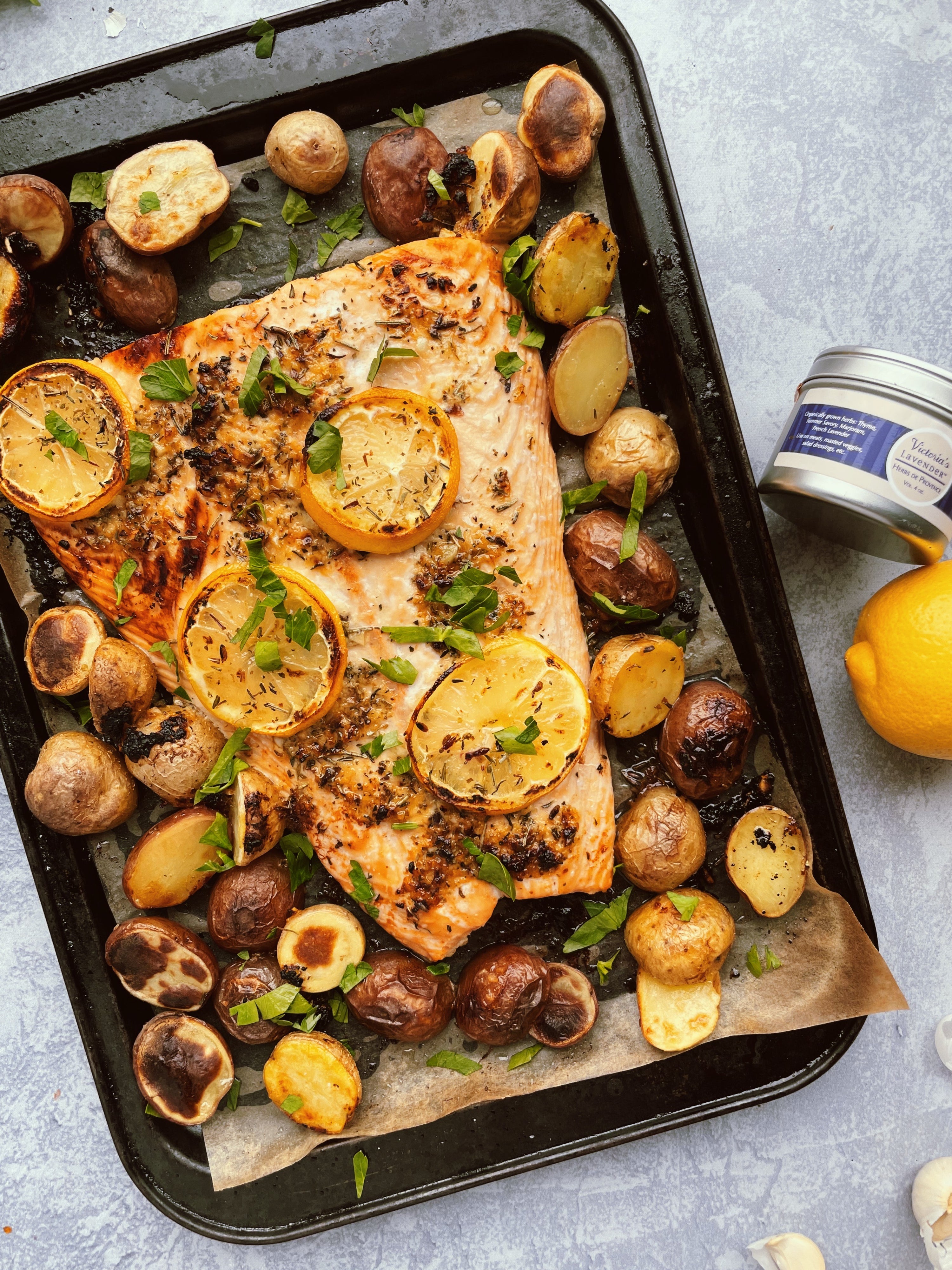 Herbs and Miso Baked Salmon - Tumalo Lavender